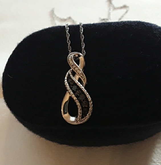 Jewelry | Black Diamond Chip Necklace In 925 Silver | Poshmark